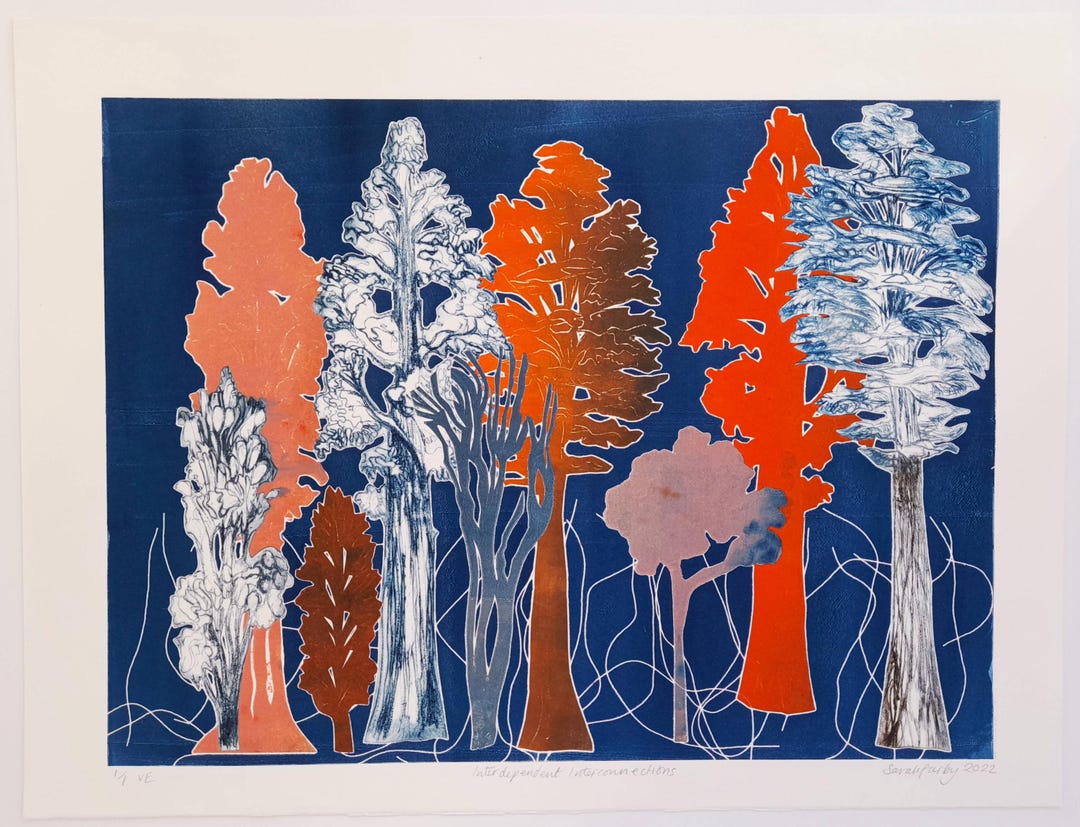 Monoprint. Interconnected Forest of Trees. by Sarah Furby - Etsy