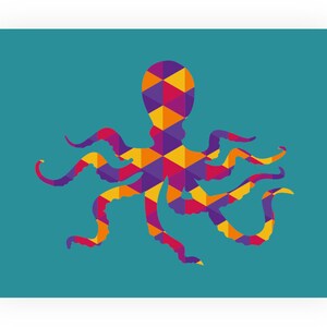 Octopus artwork. Geometric octopus art print. Octopus | Etsy