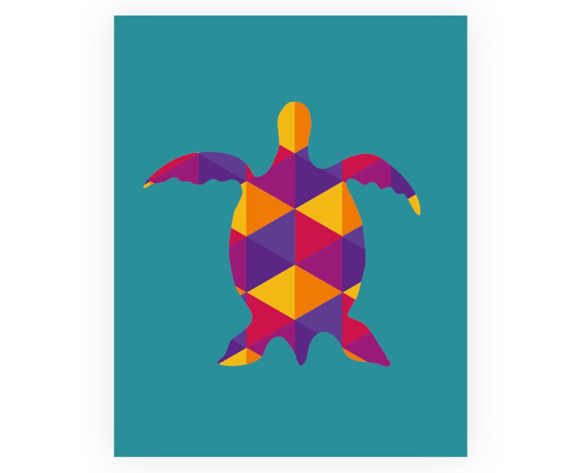 Turtle Art Print. Geometric Sea Turtle Art. Turtle Silhouette - Etsy