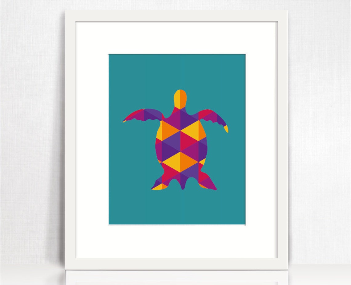 Turtle Art Print. Geometric Sea Turtle Art. Turtle Silhouette - Etsy