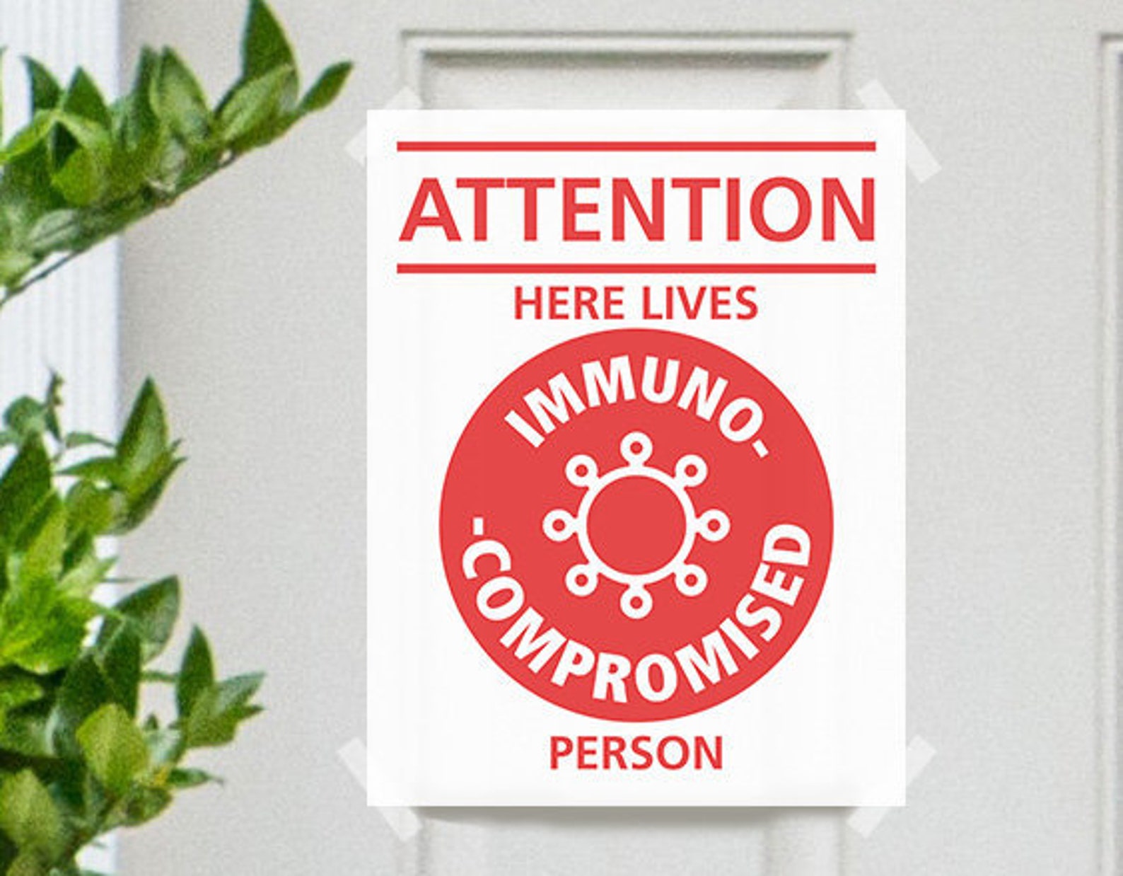 Immunocompromised Sign: Printable JPEG Files. Color and B&W Versions ...