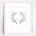 Grey Antler Print. Printable Wall Decor. Deer Antler Poster. Grey White ...