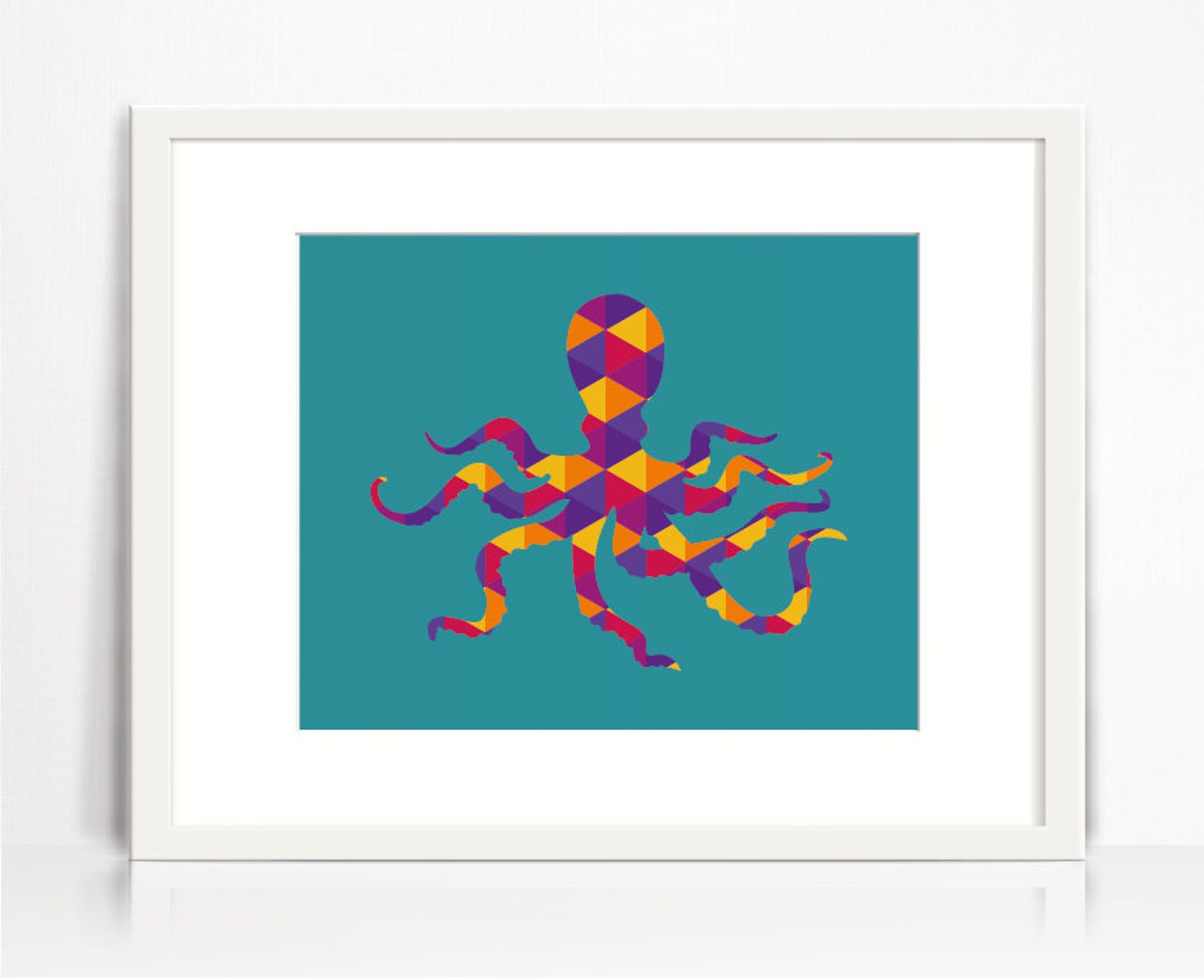 Octopus artwork. Geometric octopus art print. Octopus | Etsy