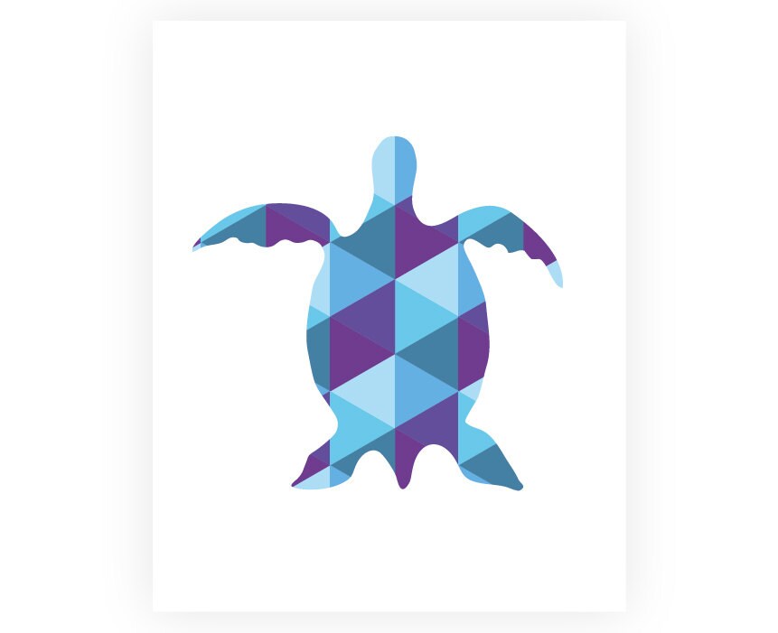 Sea Turtle Poster. Geometric Turtle Print. Sea Turtle Wall - Etsy