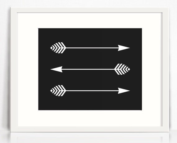 Minimalist poster. Arrow art print download. Black and white | Etsy