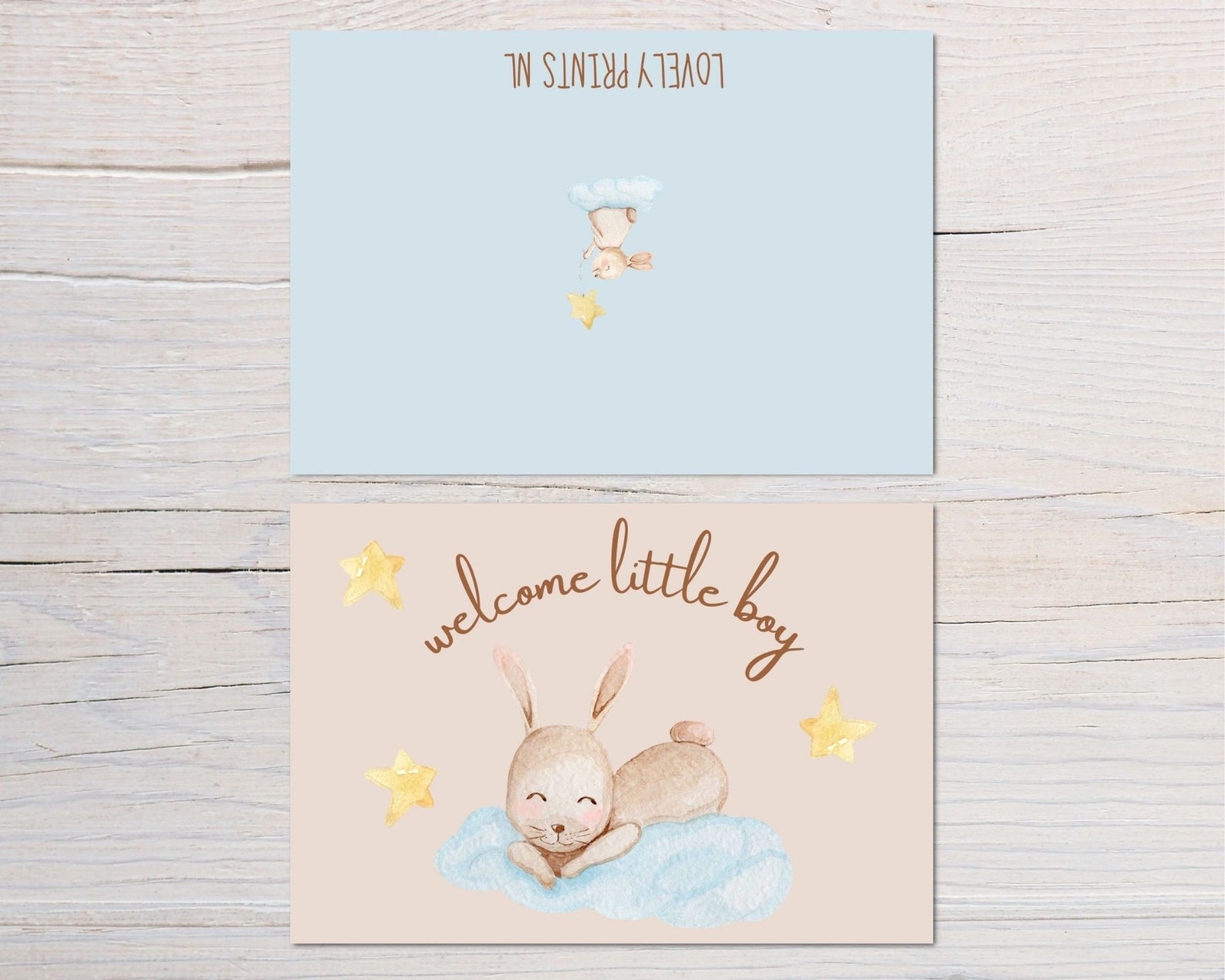 Printable Welcome Little Boy Card, Watercolor New Baby Boy Card, Sweet ...