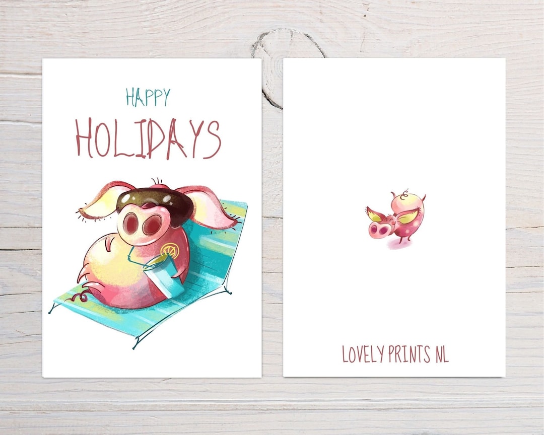 Printable Happy Summer Holidays Card Summer Holidays Cartoon - Etsy