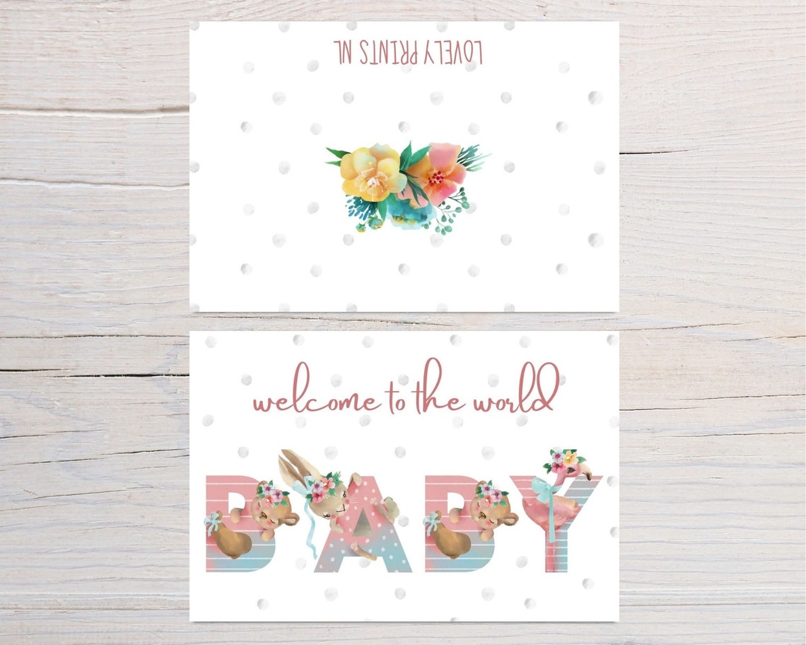 Printable New Baby Card Gender Neutral Baby Birth Card New - Etsy