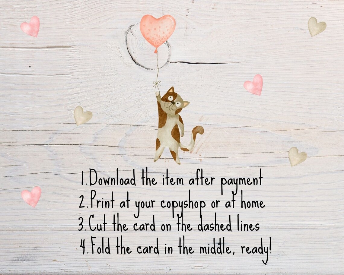 Printable Miss You Card Digital Cat Lovers Card Instant - Etsy
