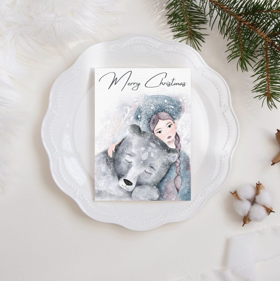 Printable Christmas Snow Queen Card, Digital Christmas Winter Card ...