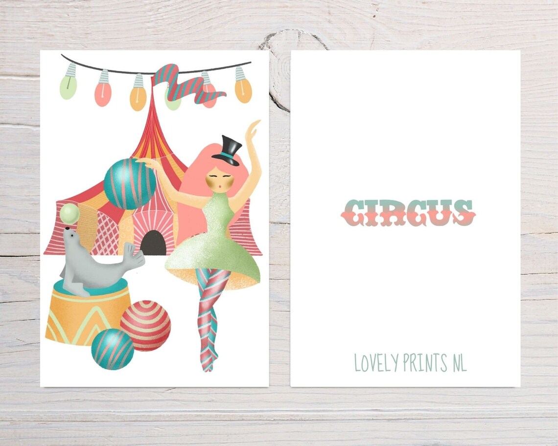 Printable Blank Circus Card, Neutral Watercolor Circus Card, Instant ...