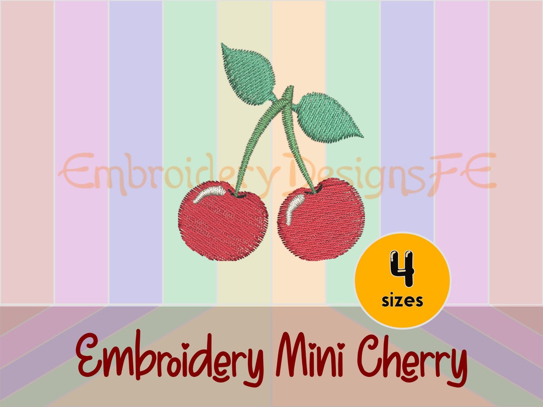 Cherry Mini Embroidery Design - 4 Sizes - Filled Stitch Machine ...