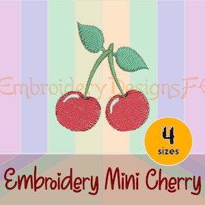 Cherry Mini Embroidery Design - 4 Sizes - Filled Stitch Machine ...