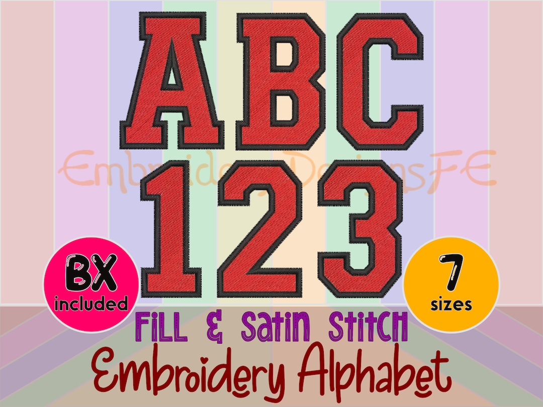 Letters & Numbers Embroidery Design - Varsity Embroidery - Collegiate ...