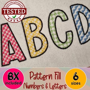Letters & Numbers Embroidery Design - 4 Different Pattern Fill ...
