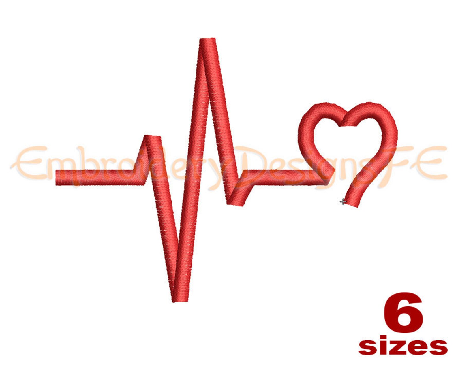 Heartbeat Embroidery Design 6 Sizes Satin Stitch Machine - Etsy