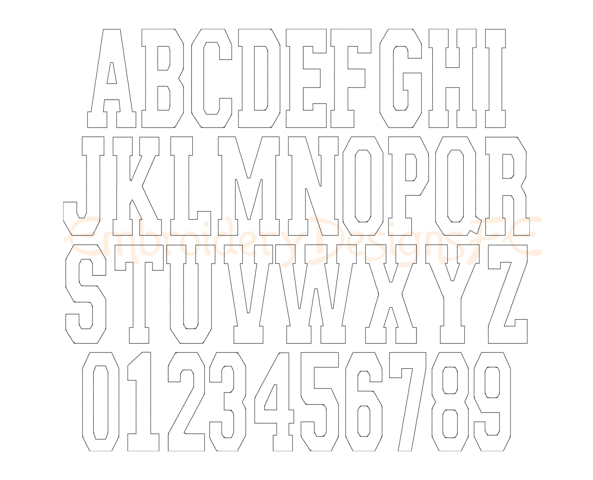 Bean Stitch Narrow Sport Applique Alphabet, Narrow Applique Letters ...