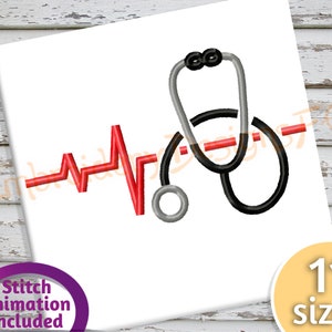 Stethoscope Embroidery Design / Heartbeat Embroidery Design / Doctor ...