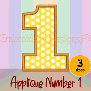 Number 1 Applique Embroidery Design | 3 Sizes | Sports Number Applique ...