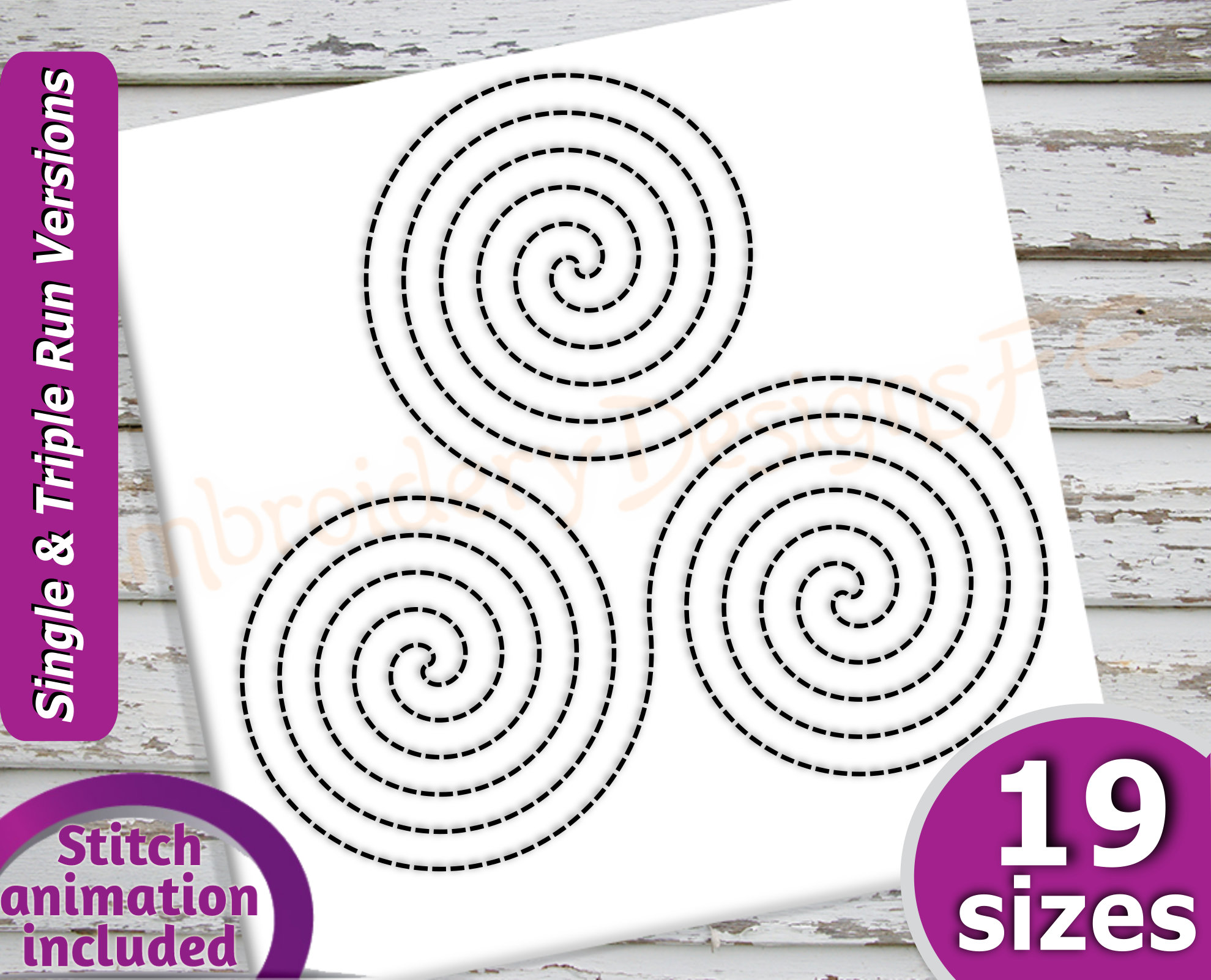 Triple Spiral Quilt Block Embroidery Design 19 Sizes Run & - Etsy