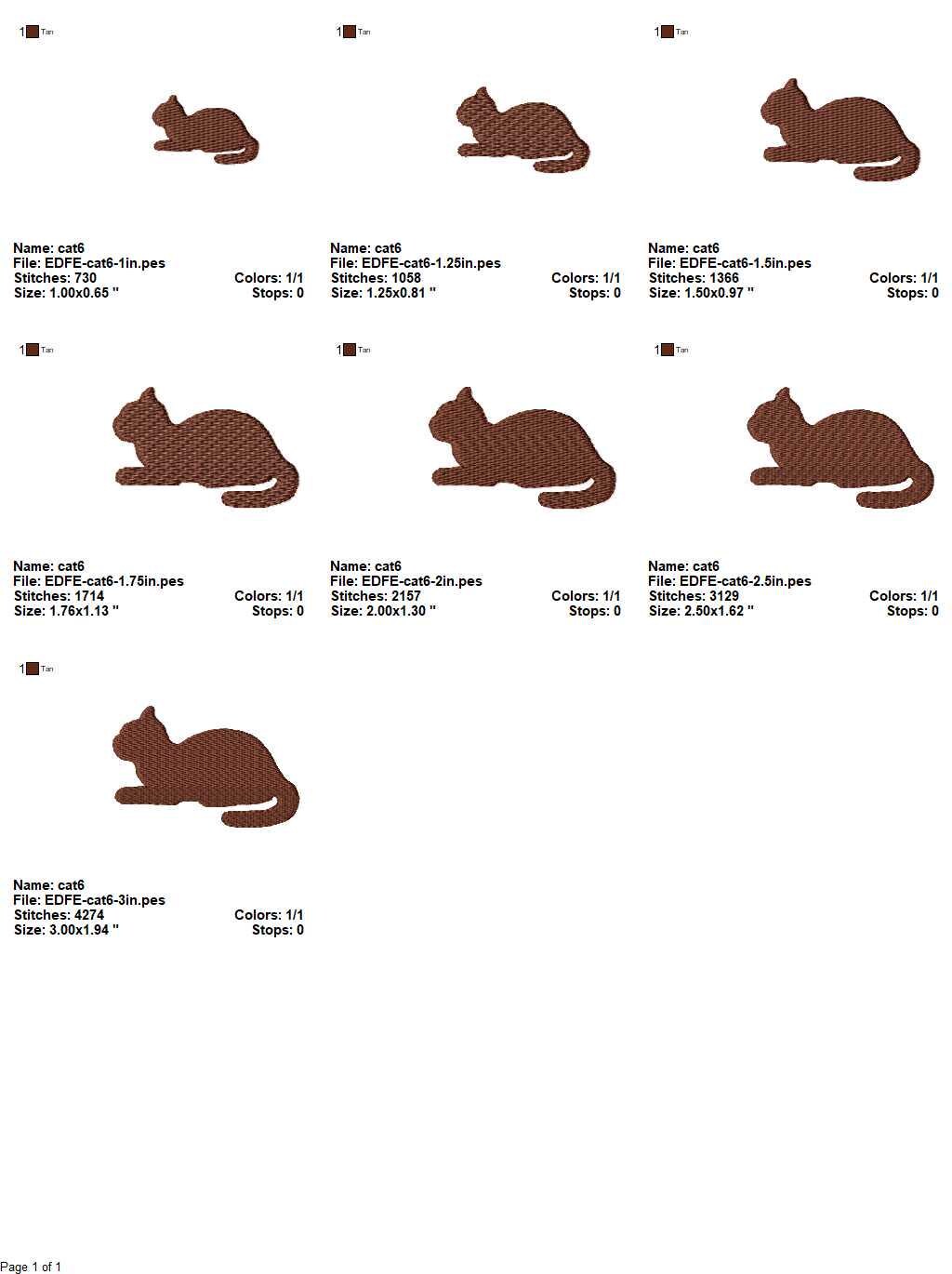 Mini Cats Embroidery Design | Machine Embroidery File | 7 Sizes ...