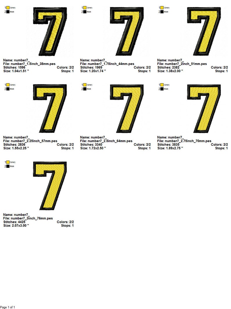 Numbers Embroidery Design - Varsity Embroidery Number - Collegiate ...