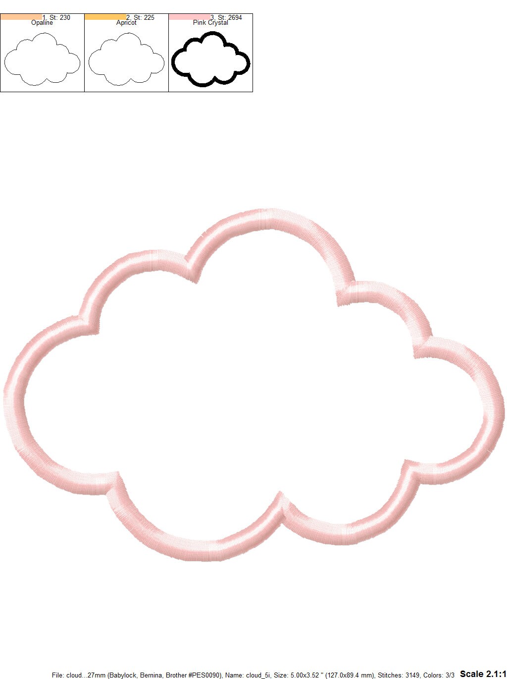 Cloud Applique Design 13 Sizes Machine Embroidery Design - Etsy