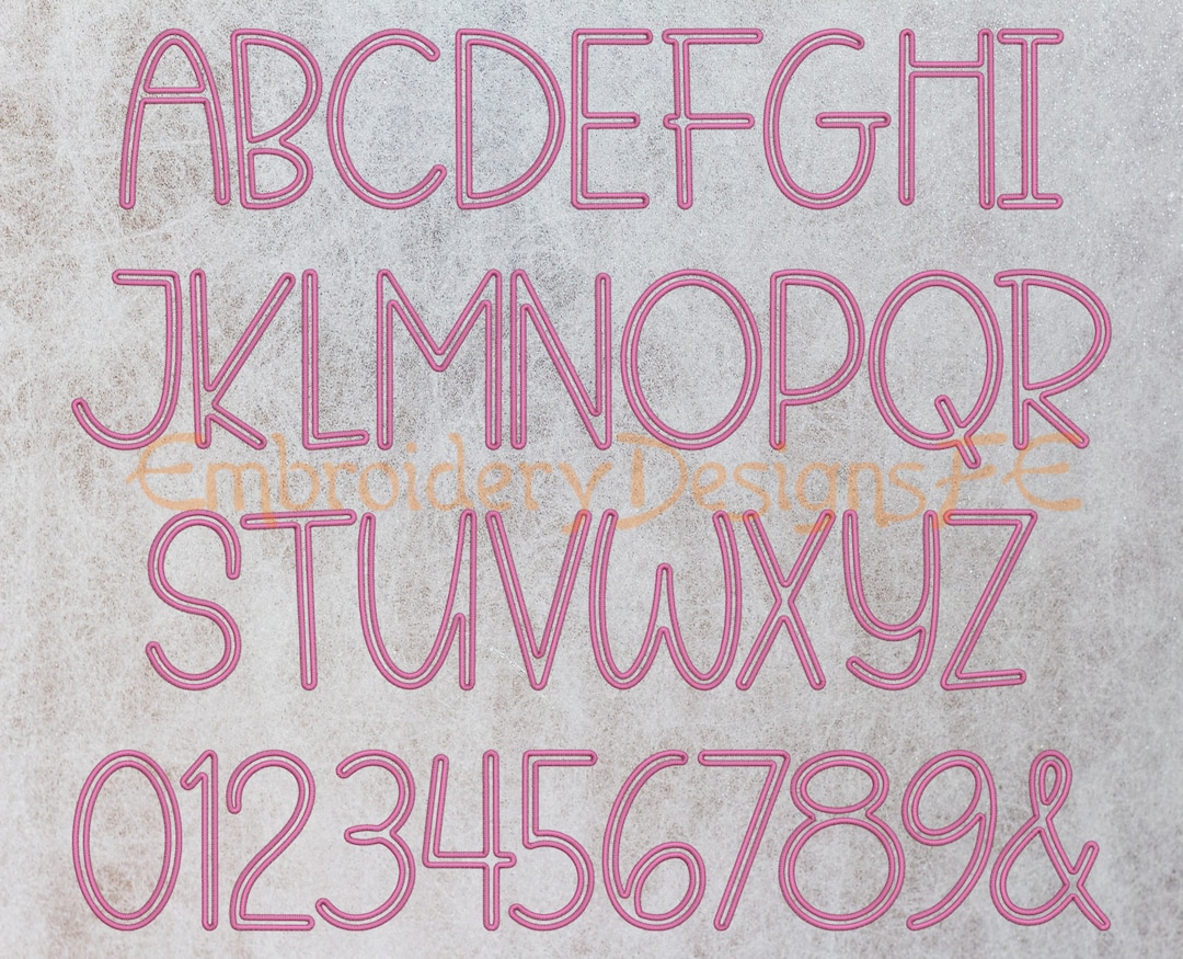 Satin Outline Embroidery Alphabet, Tall Letters Outline Satin ...
