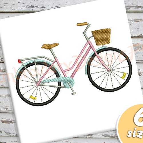 Bicycle Embroidery Design 6 Sizes Filled&satin Stitch - Etsy