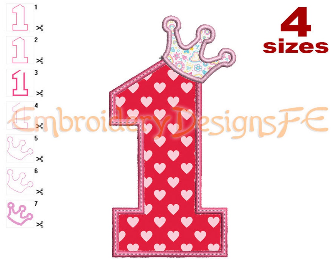 Number 1 Crown Applique Design Machine Embroidery Design - Etsy