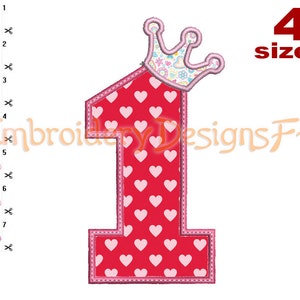 Number 1 Crown Applique Design Machine Embroidery Design - Etsy