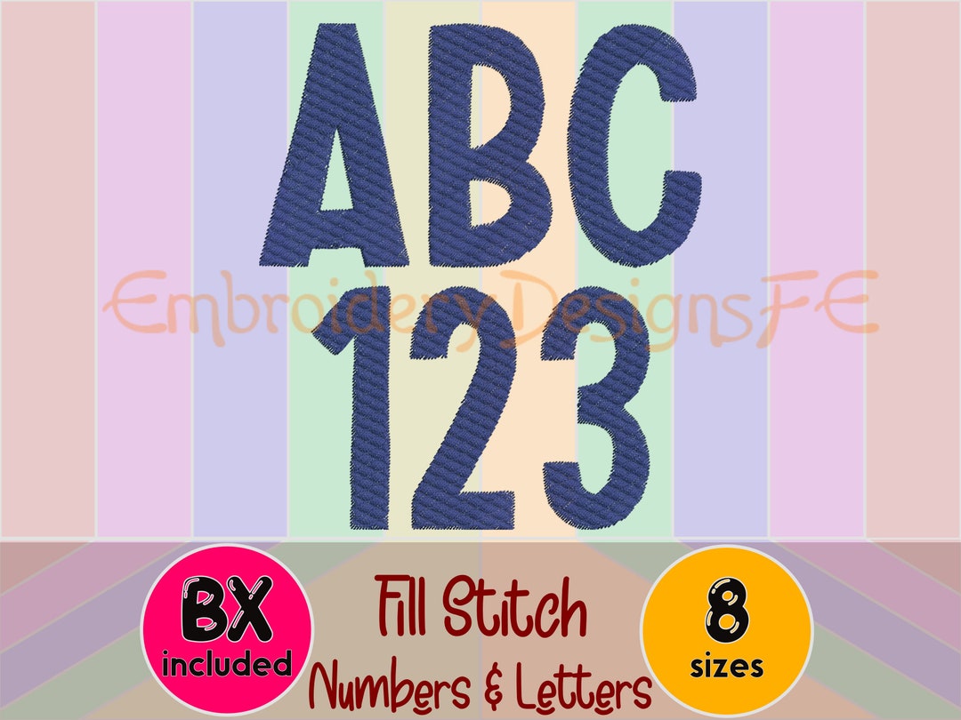 Fill Stitch Letters & Numbers Embroidery Design Machine Embroidery ...
