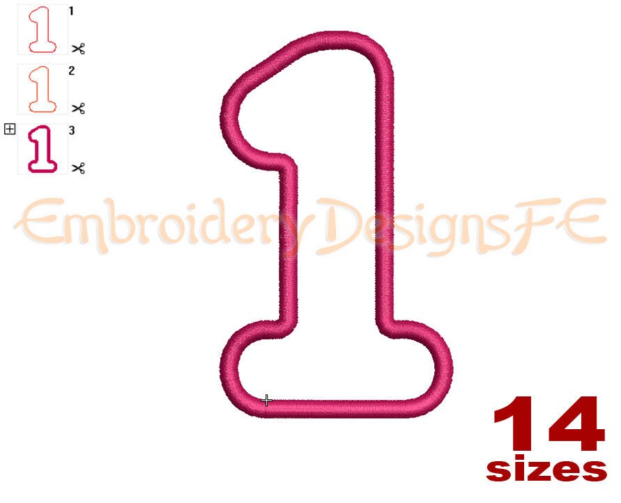 Number 1 Applique Design 14 sizes No Sharp Corners | Etsy