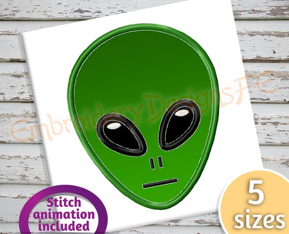 Alien Applique 5 Sizes Machine Embroidery Design File - Etsy