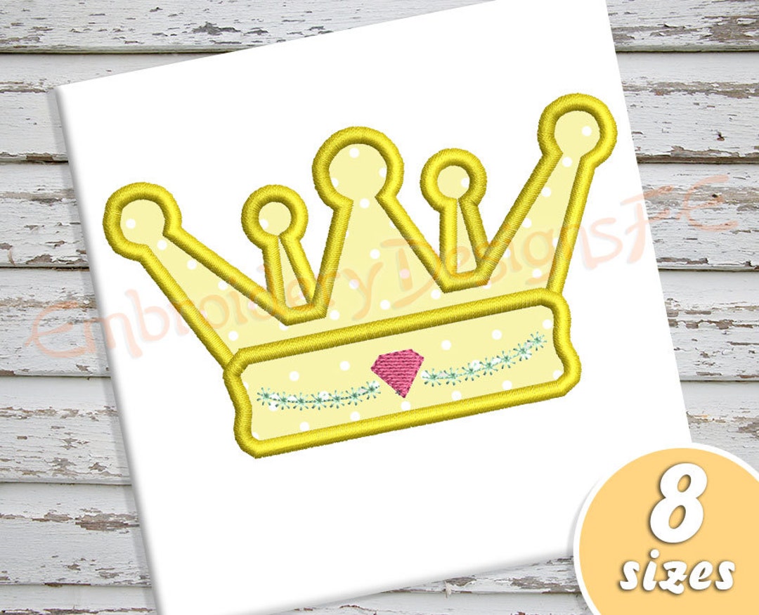 Crown Applique Design 8 Sizes Machine Embroidery Design - Etsy