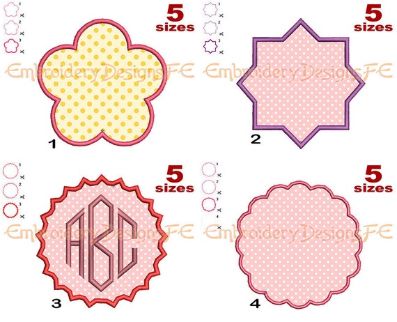 Frame Applique Design Set of 4 Frames 5 Sizes Machine - Etsy
