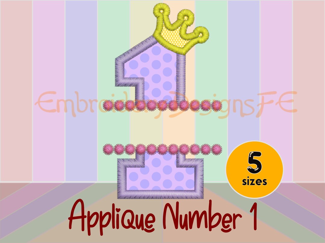 Number 1 Split Applique Design - 5 Sizes - Machine Embroidery Design ...