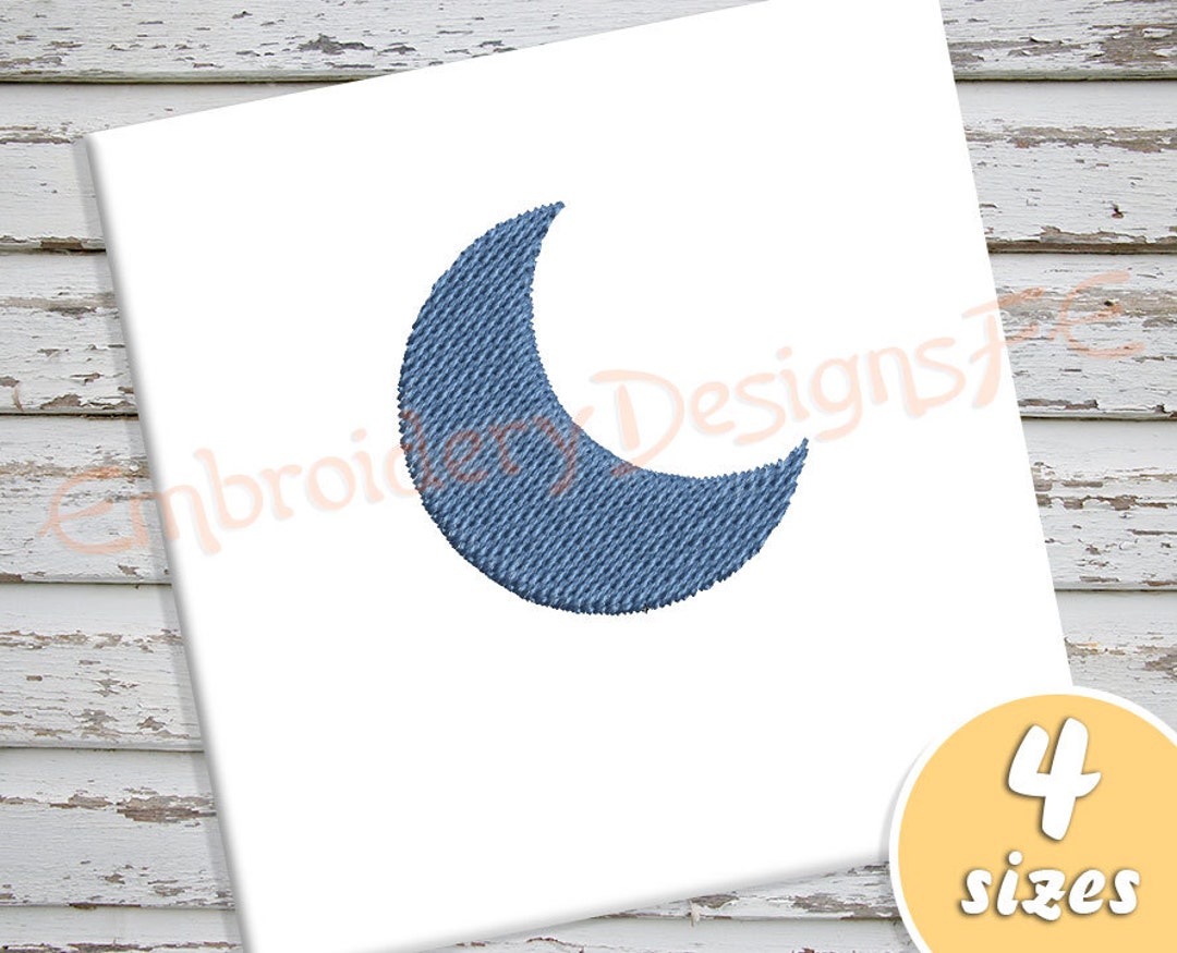 Moon Mini Embroidery Design | Crescent Moon | 4 Sizes | Filled Stitch ...