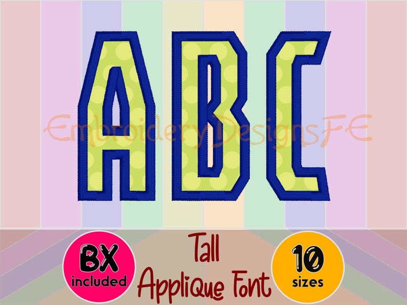 Tall Applique Font Embroidery Design | Applique Alphabet Letters ...