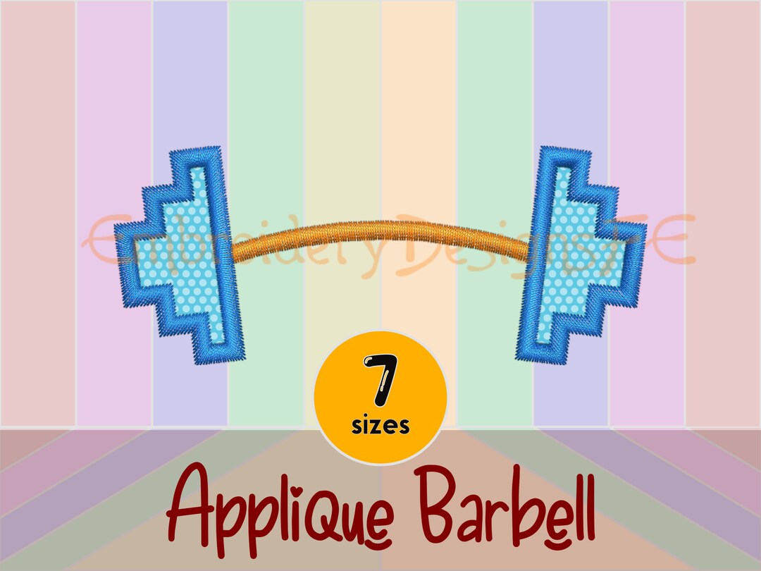 Barbell Applique Embroidery Design | Machine Embroidery File | Instant ...