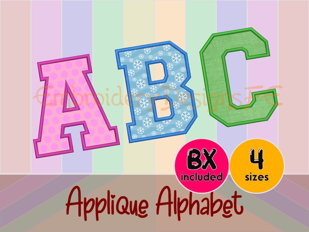 Alphabet Applique Design 4 Sizes Machine Embroidery Design File - Etsy