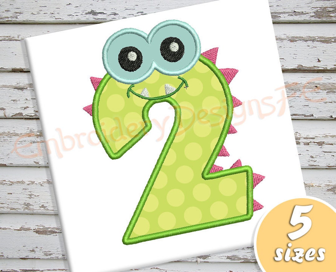 Monster Number 2 Applique Design 5 Sizes Machine Embroidery Design File ...