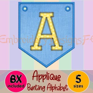 Bunting Alphabet Applique Design - 5 Sizes - Machine Embroidery Design ...