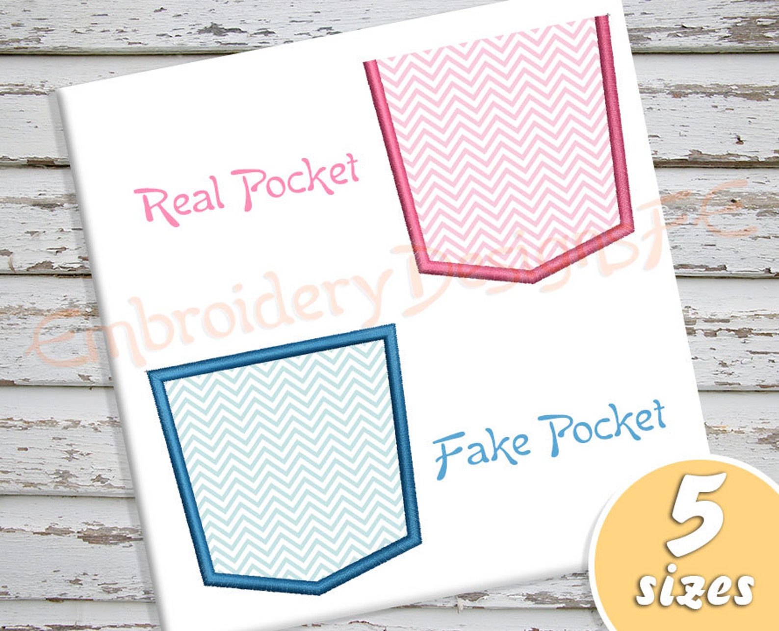 Pocket Applique Design 5 Sizes Machine Embroidery Design | Etsy