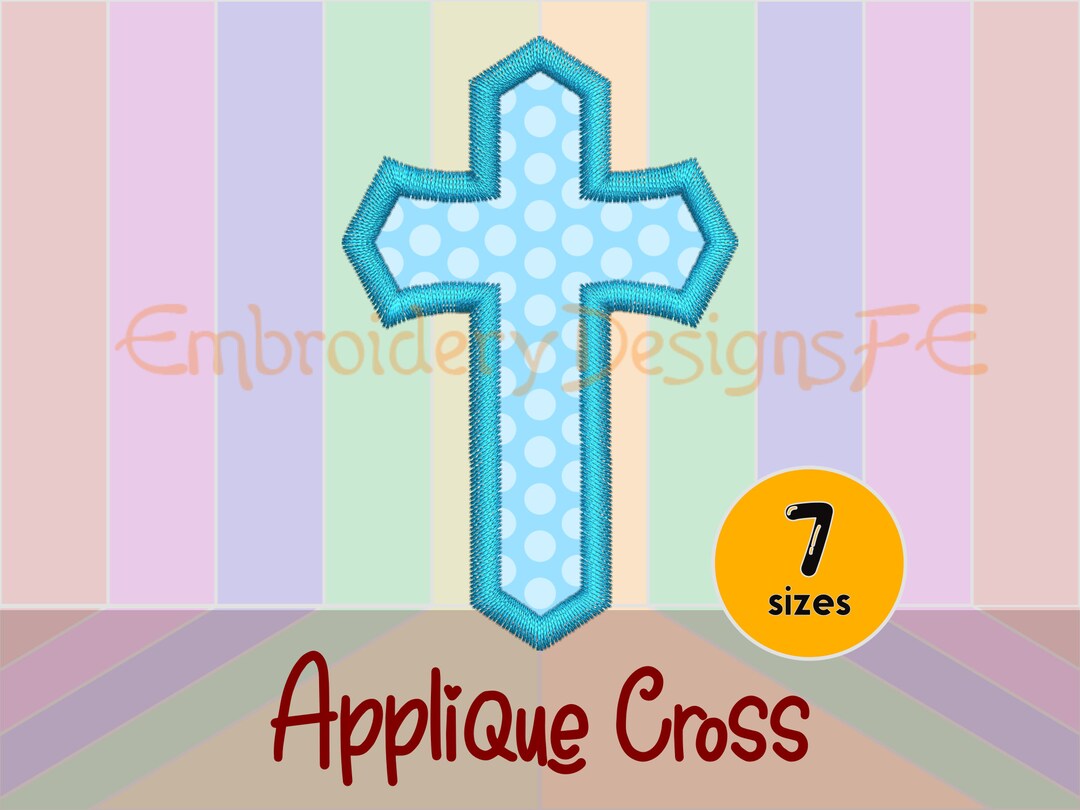 Cross Applique Design | 7 Sizes | Machine Embroidery File | Satin ...