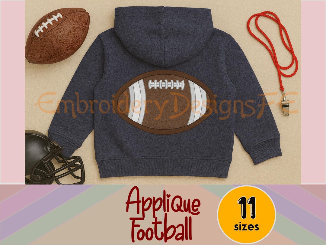 Football Applique Design - 11 Sizes - Machine Embroidery Design File - Etsy
