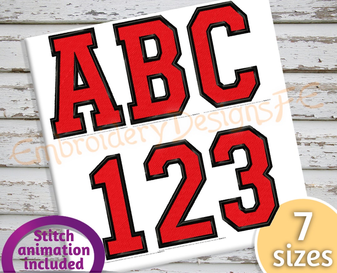 Letters & Numbers Embroidery Design Varsity Embroidery Collegiate Sport ...