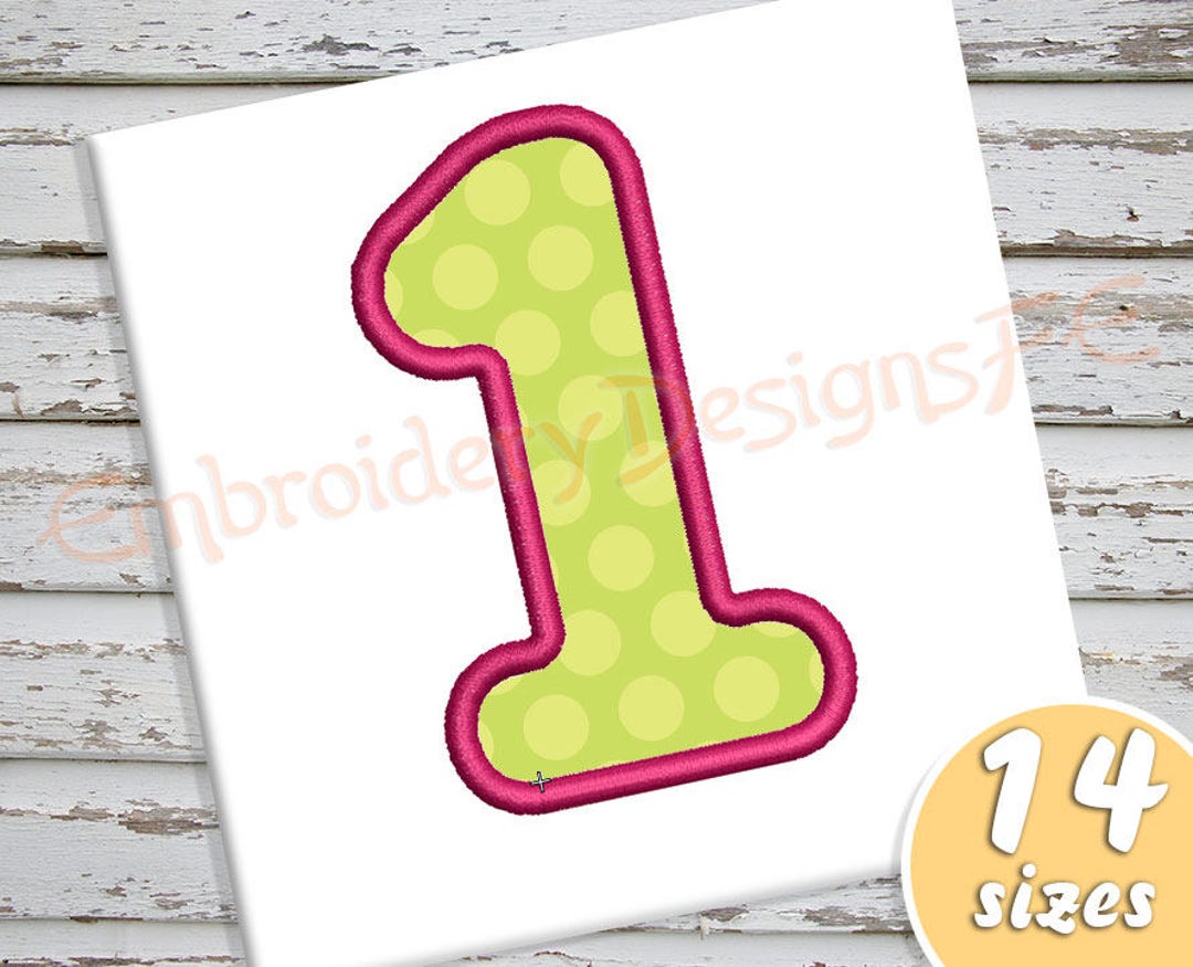 Number 1 Applique Design 14 Sizes No Sharp Corners Machine Embroidery ...