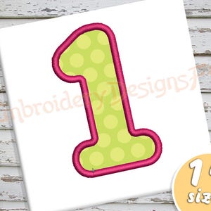 Number 1 Applique Design 14 Sizes No Sharp Corners Machine Embroidery ...