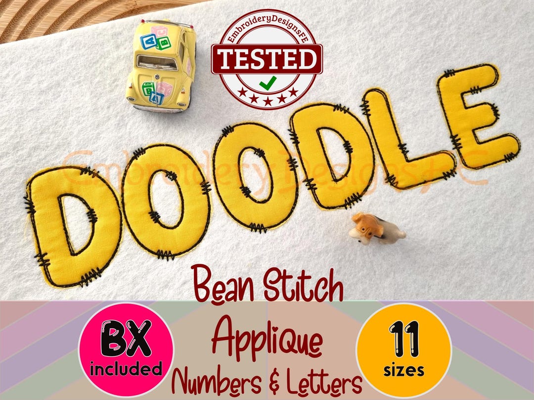 Bean Stitch Doodle Applique Alphabet, Doodle Applique Letters & Numbers ...